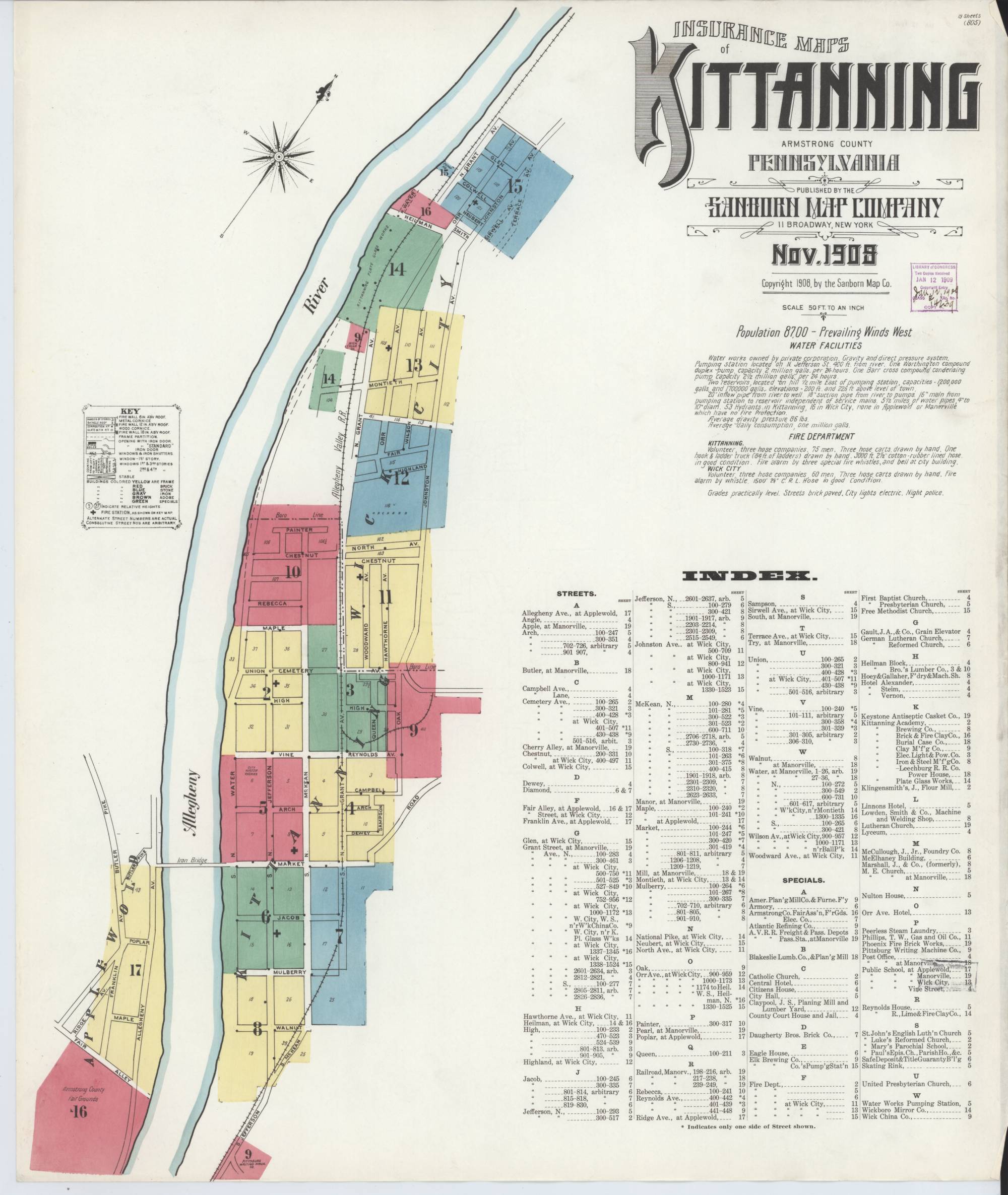 Kittanning, Pennsylvania (1909) – Sanborn Fire Maps