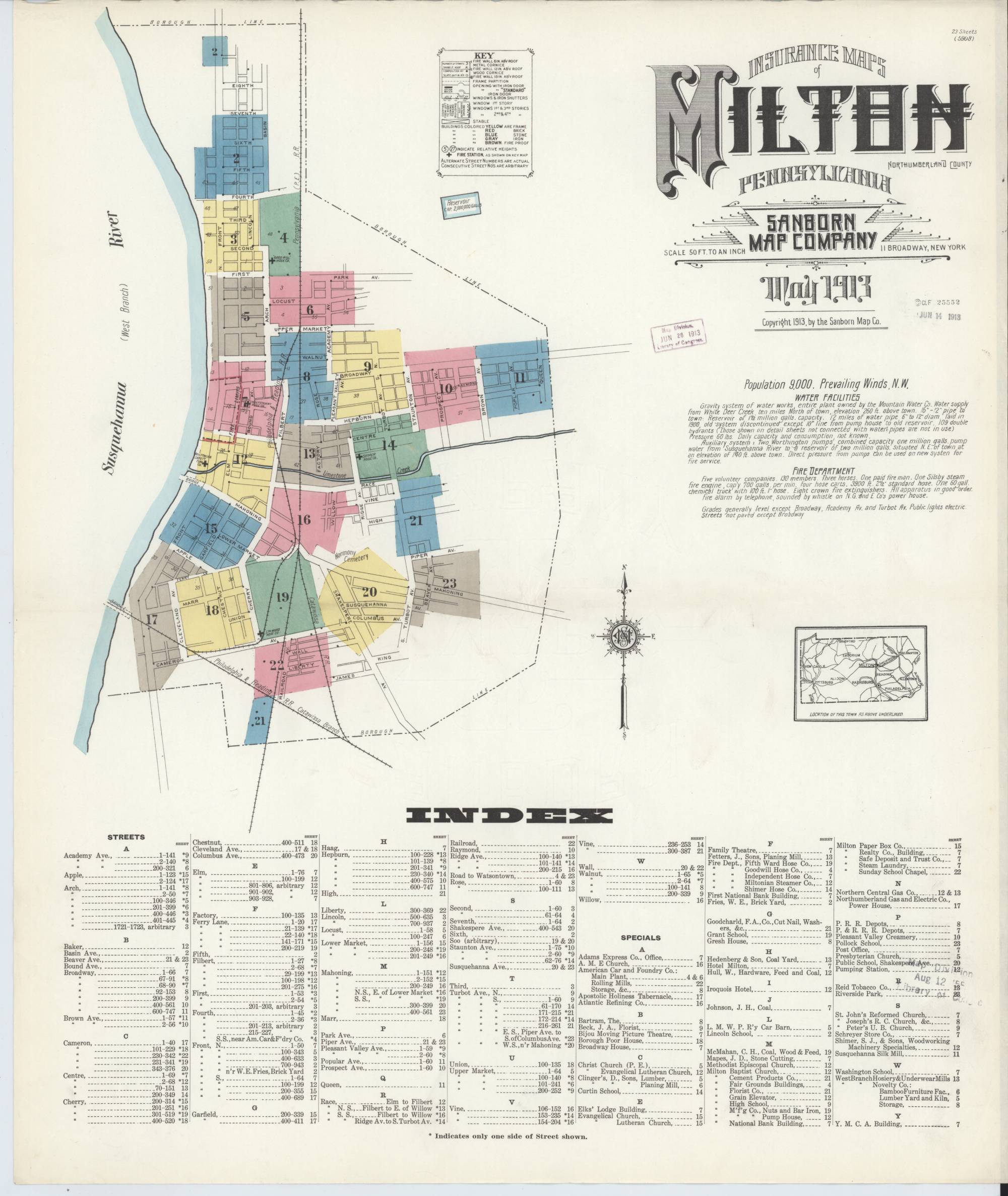 Milton, Pennsylvania (1913) – Sanborn Fire Maps
